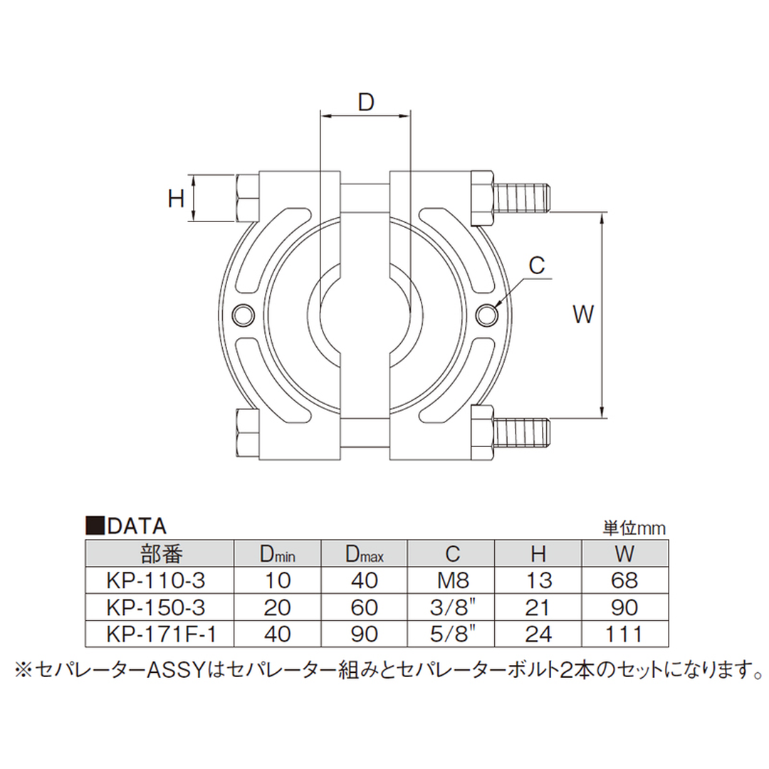 江東産業 セパレーターASSY KP-150-3 | カー用品・自動車整備工具機器の卸売サイト「FINE PIECE デリバリー」